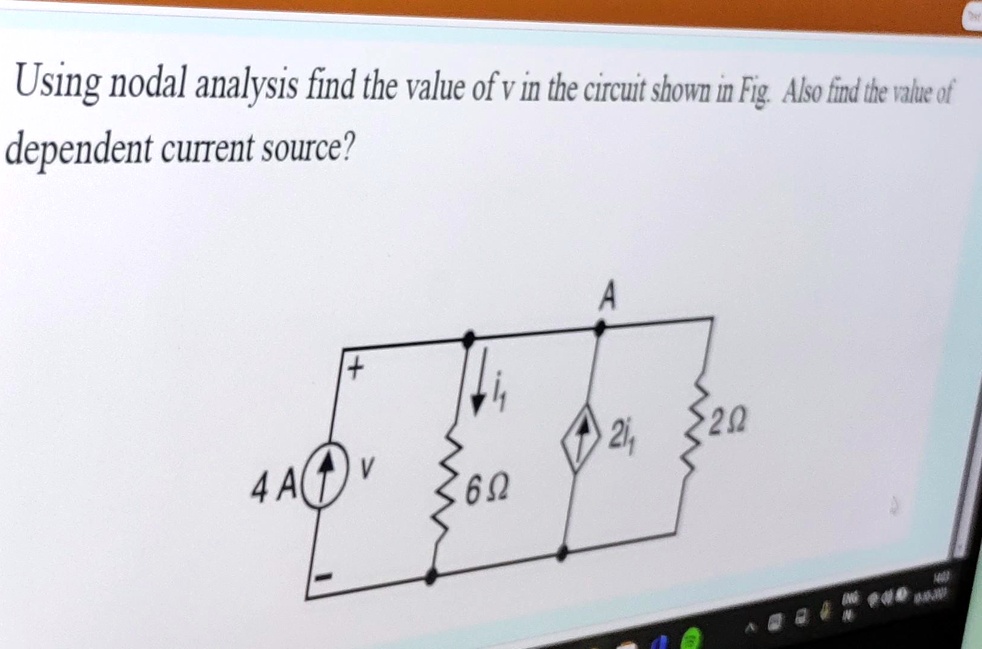 Using nodal analysis find the value of v in the circuit shown in Fig. Also find the value of ...