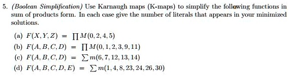 boolean simplification use karnaugh maps k maps to simplify the ...