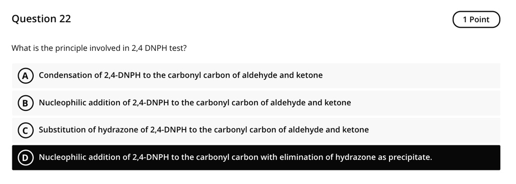 SOLVED: What is the principle involved in the 2,4-DNPH test ...