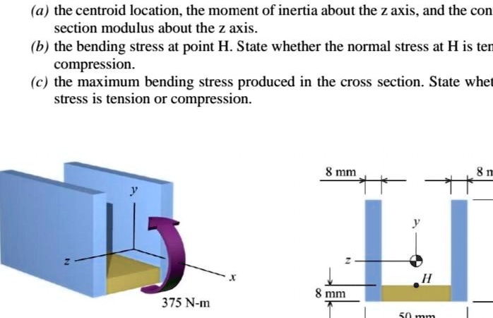 a the centroid location,the moment of inertia about the z axis.and the ...