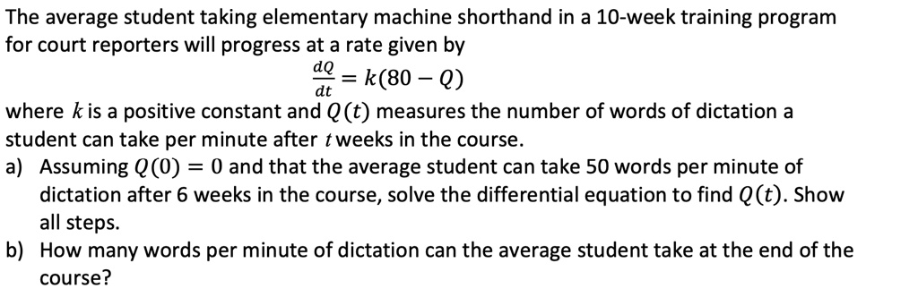 SOLVED: The average student taking elementary machine shorthand in a 10 ...