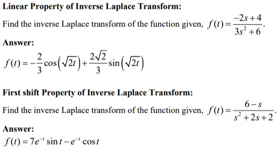 SOLVED: Linear Property of Inverse Laplace Transform: -25+4 Find the ...