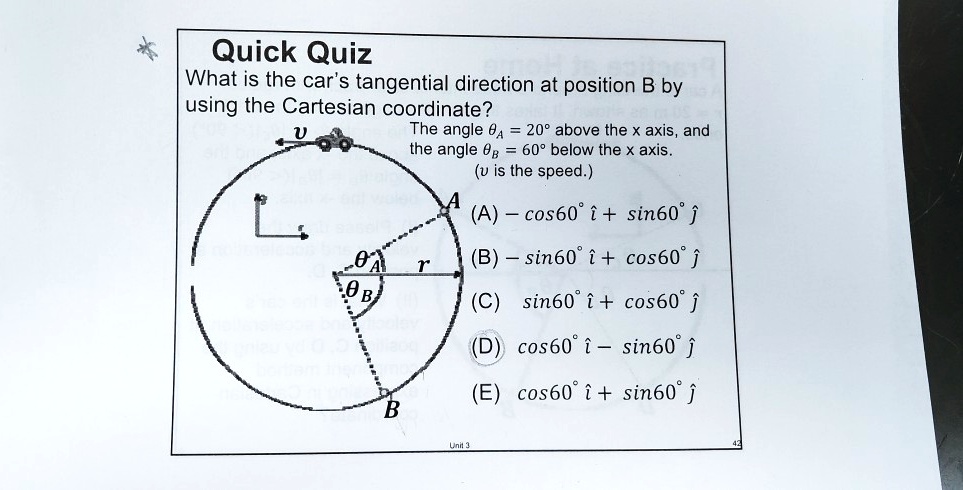 quick quiz what is the cars tangential direction at position b by using ...