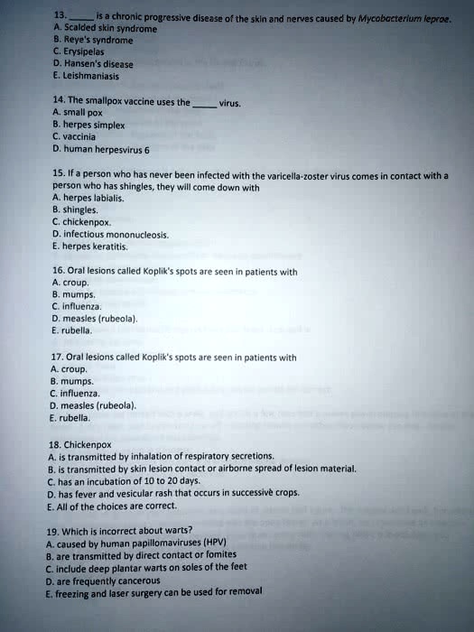 13. is a chronic progressive disease of the skin and nerves caused by Mycobacterium leproe. A ...