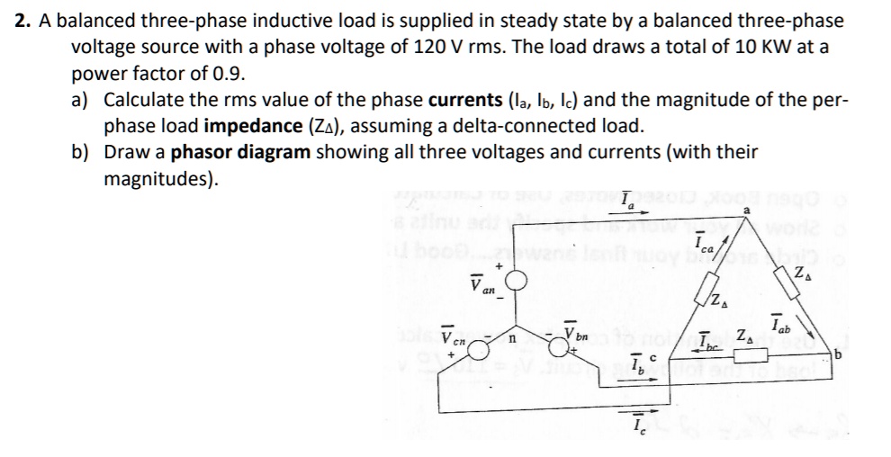 2 A Balanced Three Phase Inductive Load Is Supplied In Steady State By A Balanced Three Phase