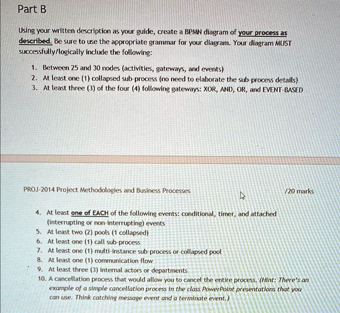 Part B Using your written description as your guide, create a BPMN ...