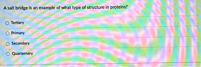 SOLVED: A salt bridge is an example of what type of structure in ...