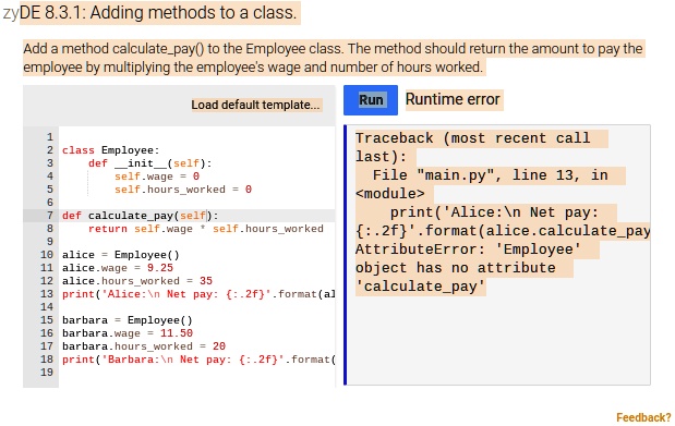 How Do I Fix The Attribute Error In This Code Zyde 831 Adding Methods To A Class Add Method