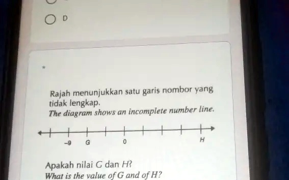 rajah menunjukkan satu garis nombor yang tidak lengkap the diagram ...