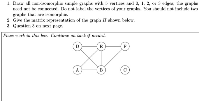 SOLVED: Draw all non-isomorphic simple graphs with 5 vertices and L, 2 ... SOLVED: Draw all non-isomorphic simple graphs with 5 vertices and L, 2 ...
