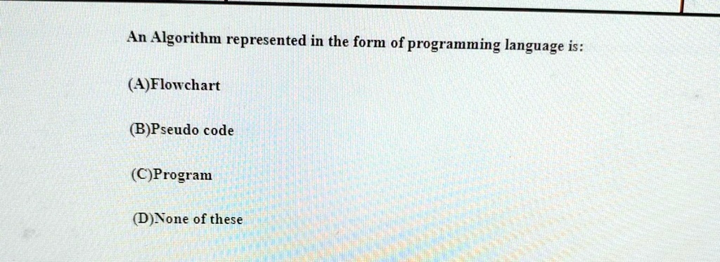 An Algorithm Represented In The Form Of Programming Language Is A