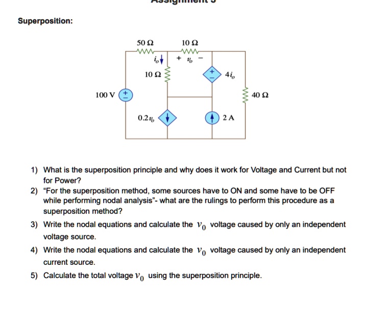 SOLVED: Superposition: 50 9 10 Q 10 Q 41 100 V 40 9 0.27 What is the ...