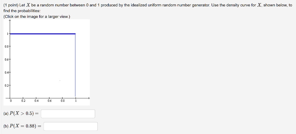 SOLVED: point) Let X be random number between and produced by the ...