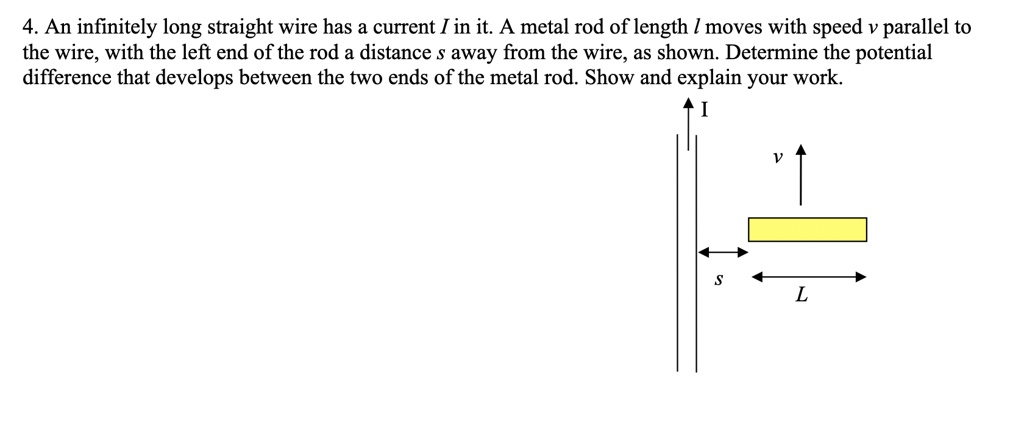 4 an infinitely long straight wire has a current i in it a metal rod of ...