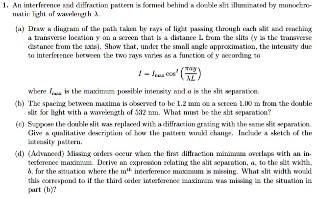 1. An interference and diffraction pattern is formed behind a double ...
