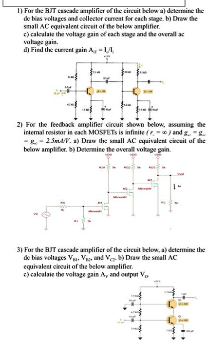 SOLVED: For the BJT cascade amplifier of the circuit below: a) Determine the DC bias voltages ...