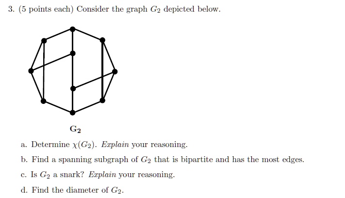 SOLVED: (5 points each) Consider the graph G2 depicted below . G2 ...
