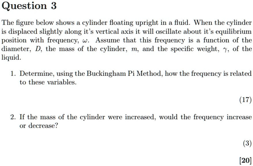 SOLVED: Question 3 The figure below shows a cylinder floating upright ...