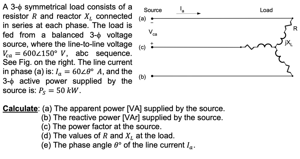 A 3-phase symmetrical load consists of a source resistor R and reactor ...