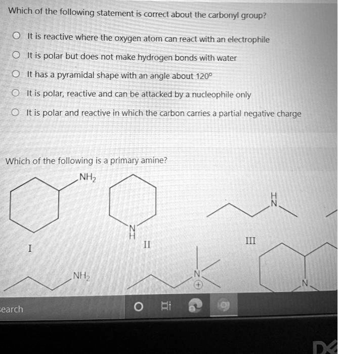 SOLVED: Which of the following statement is correct about the " carbonyl group? It is reactive ...