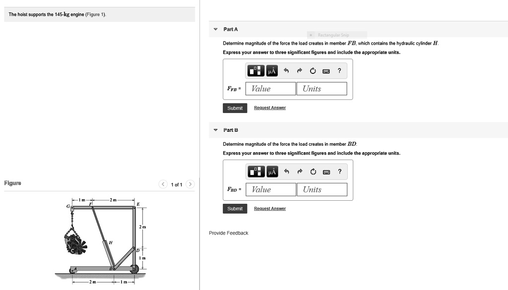 SOLVED: The hoist supports the 145-kg engine (Figure 1). Part A ...