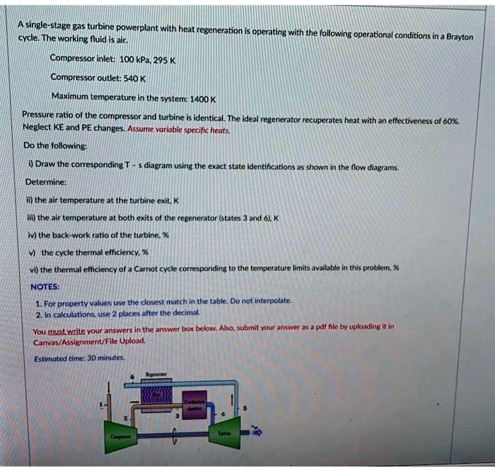 A single-stage gas turbine powerplant with heat regeneration is ...