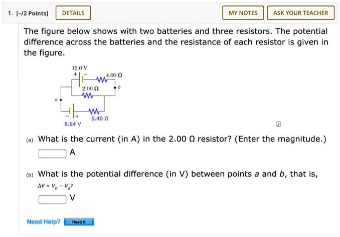 SOLVED:(-/2 Points] DETAILS MY NOTES ASK YOUR TEACHER The figure below ...