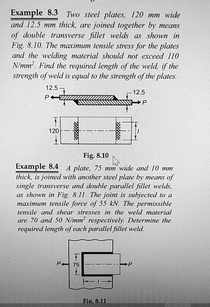 Example 8.3 Two steel plates, 120 mm wide and 12.5 mm thick, are joined ...