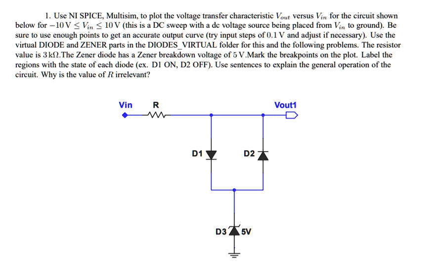 VIDEO solution: Use NI SPICE, Multisim, to plot the voltage transfer characteristic Vout versus ...