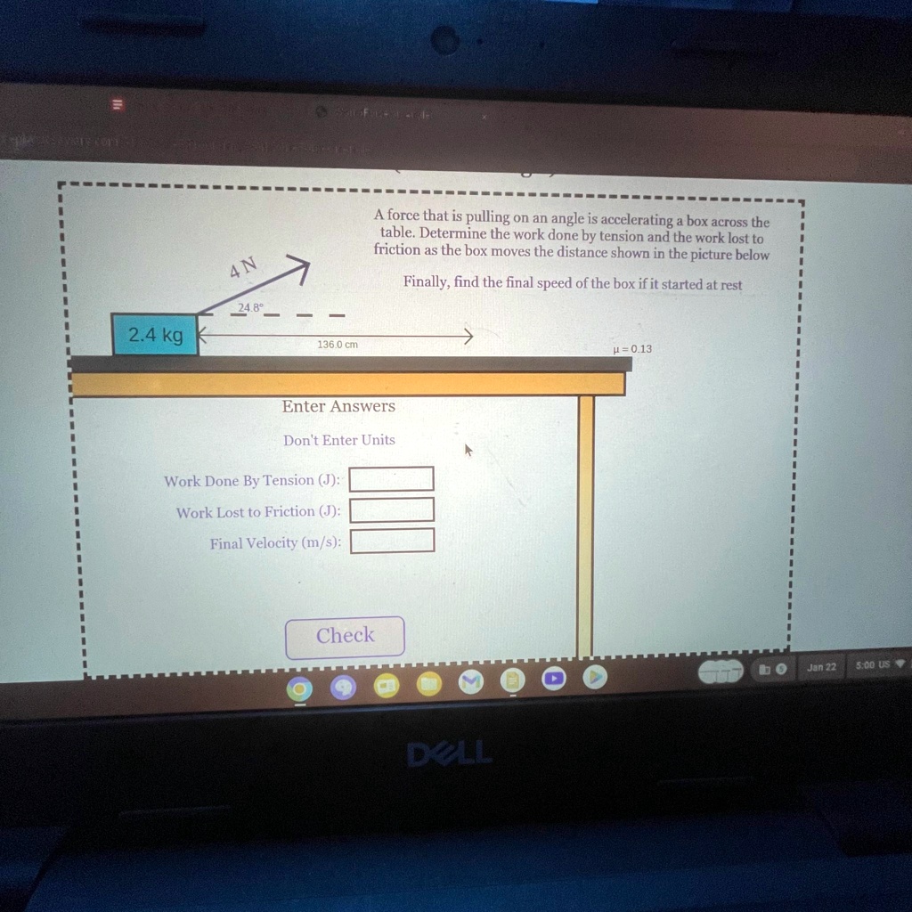 a force that is pulling on an angle is accelerating a box across the ...