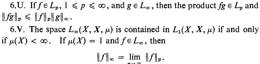 SOLVED: 6.U. If f ∈ Lp and g ∈ Lp, then the product of f and g is in Lp ...