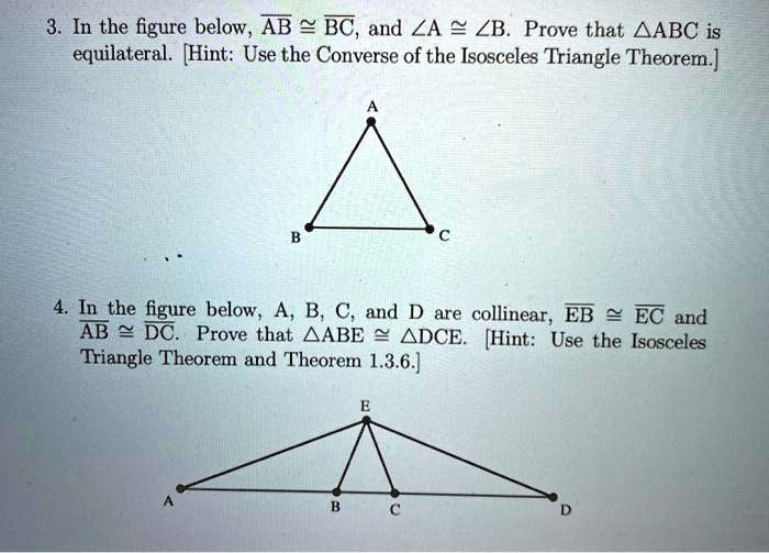 SOLVED: In the figure below, AB = BC, and ZA = ZB. Prove that AABC is equilateral. [Hint: Use ...