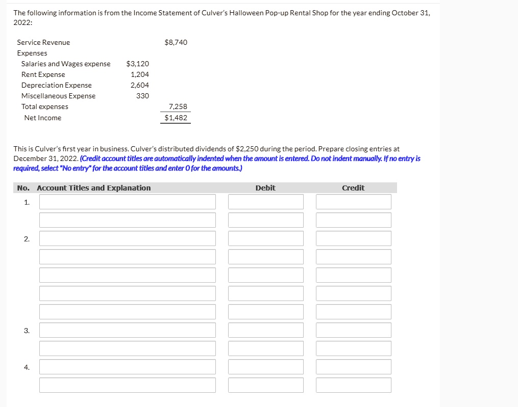 The following information is from the Income Statement of Culver's ...