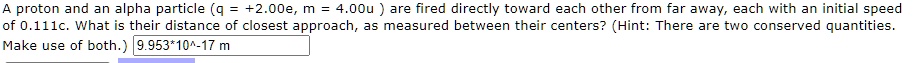 SOLVED: A proton and an alpha particle (q = +2.00e, m = 4.00u) are fired directly toward each ...