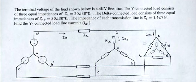 The terminal voltage of the load shown below is 4.4KV line-line. The Y ...
