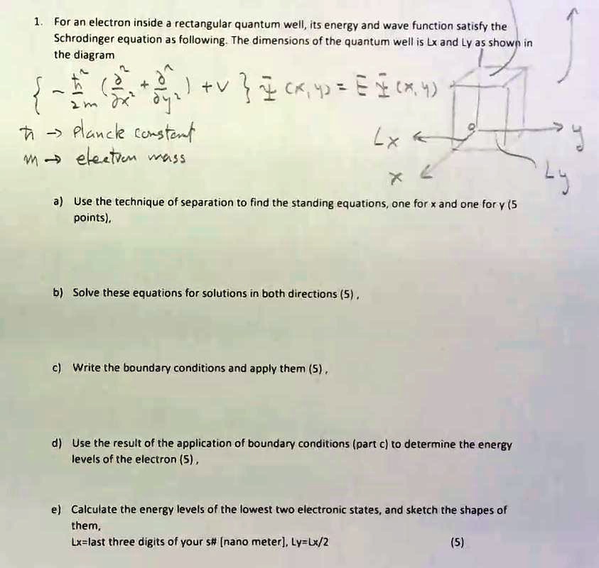 1. For an electron inside a rectangular quantum well, its energy and ...