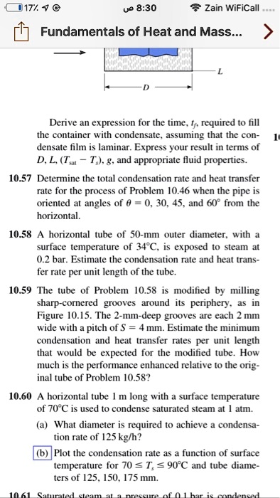Fundamentals of Heat and Mass... L D Derive an expression for the time, tf, required to fill the ...