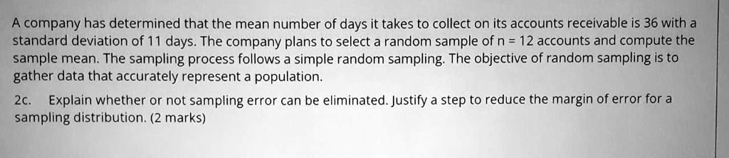 A company has determined that the mean number of days it takes to ...