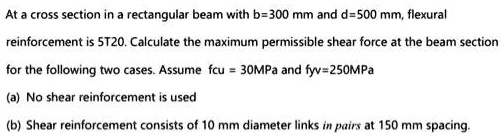 At a cross section in a rectangular beam with b=300 mm and d=500 mm ...