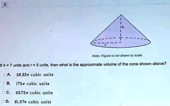 SOLVED: Note: Figure is not drawn (0 scale If h = 7 units and r = 5 units, then what is the ...