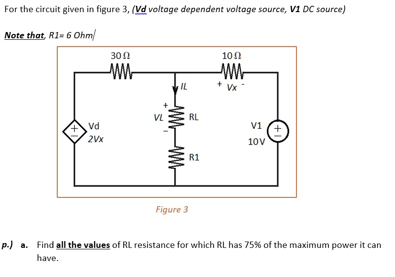 SOLVED: For the circuit given in Figure 3, (Vd voltage dependent voltage source, V1 DC source ...