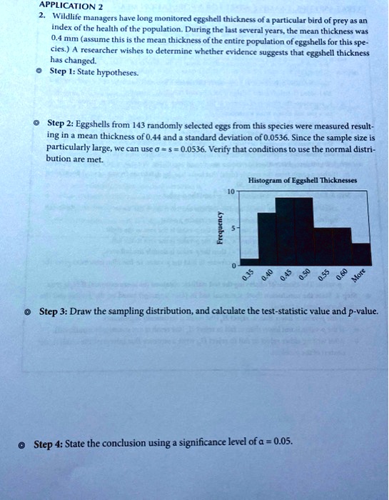 SOLVED: Text: Wildlife managers have long monitored eggshell thickness of a particular bird of ...