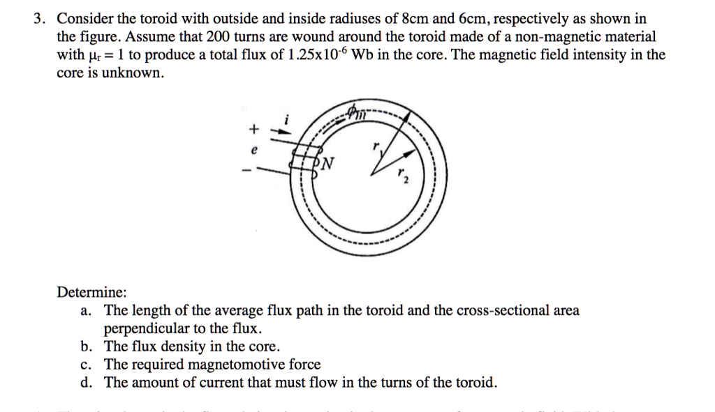 3. Consider the toroid with outside and inside radiuses of 8cm and 6cm ...