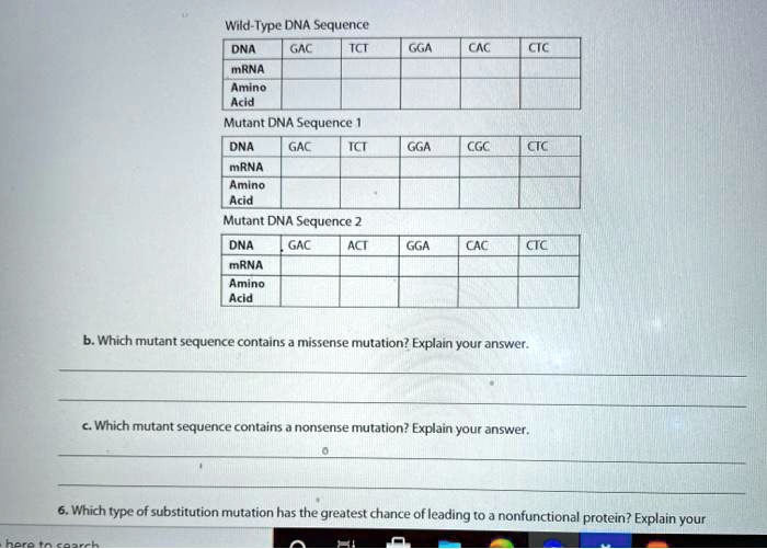 wild type dna sequence dna gac tct mrna amino acid mutant dna sequence ...
