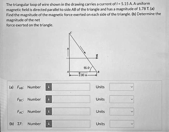 SOLVED: The triangular loop of wire shown in the drawing carries a ...