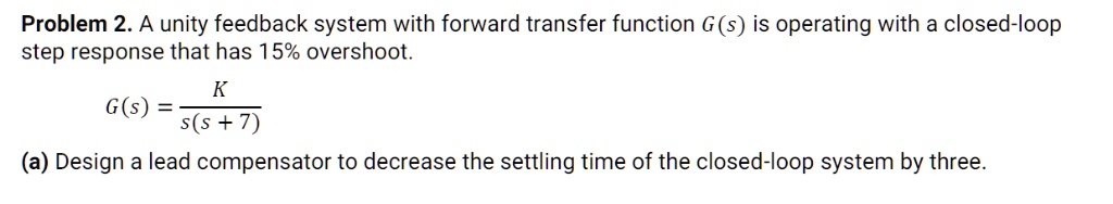 Solved Problem 2 A Unity Feedback System With A Forward Transfer 1478