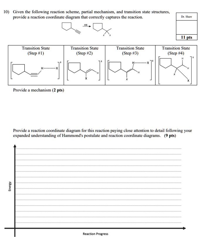 SOLVED: Given the following reaction scheme, partial mechanism, and transition state structures ...