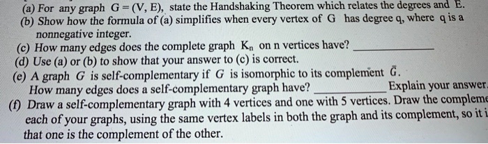 a for any graph g v e state the handshaking theorem which relates the ...