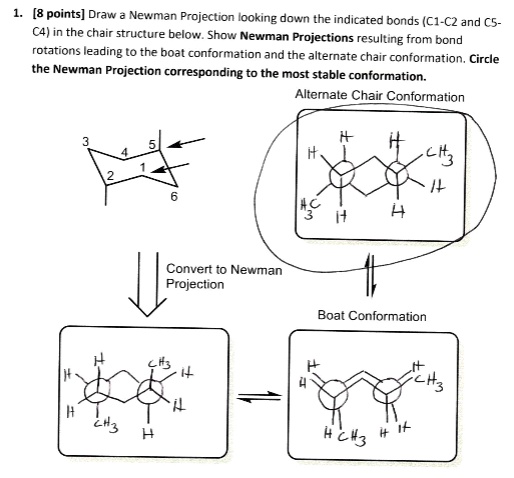 SOLVED: [8 points] Dra " Newman Projection looking down the indicated ...