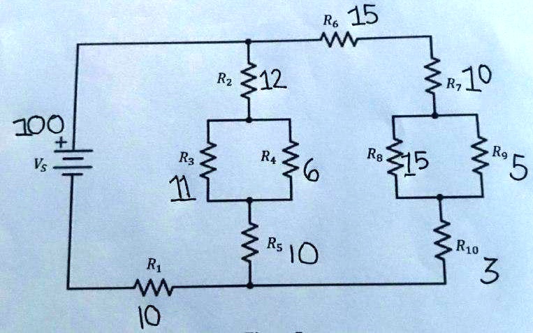 SOLVED: SERIES PARALLEL CIRCUIT A. Find the value of I1, I2, I3, I4, I5, I6, I7, I8, I9, I10 B ...